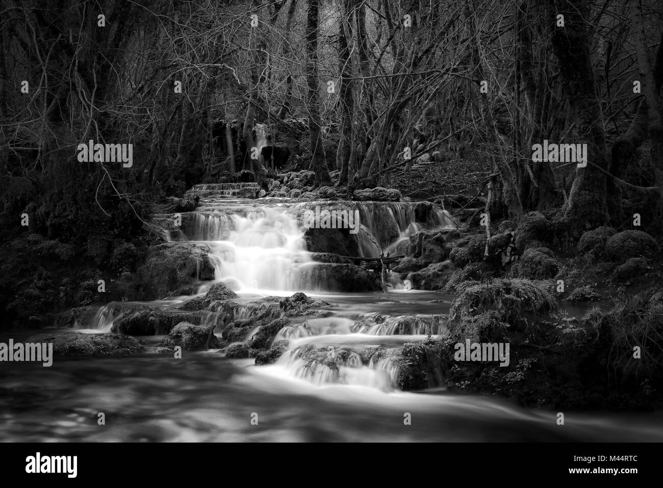 Waterfalls near the source of the river Aniene, in the municipality of ...