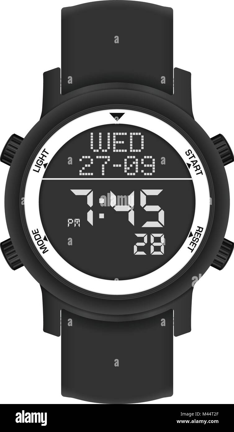 Digital watch on a white background Stock Vector Image & Art - Alamy