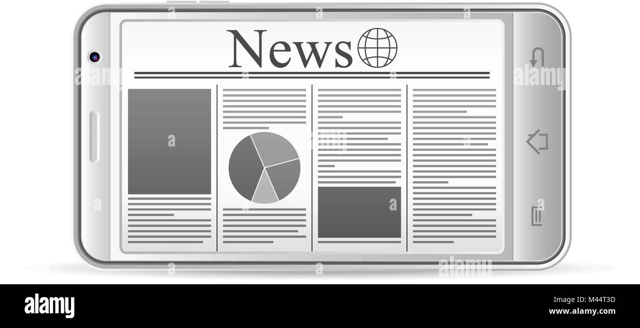 Phone with newspaper on a white background Stock Vector Image & Art - Alamy