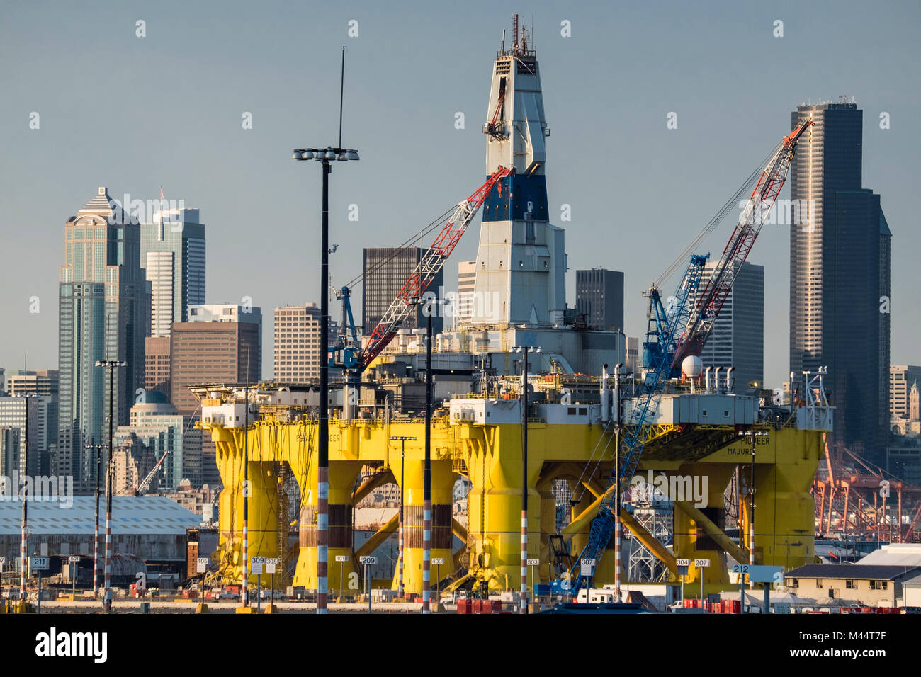 United States, Washington, Seattle, Shell Oil Company floating oild ...
