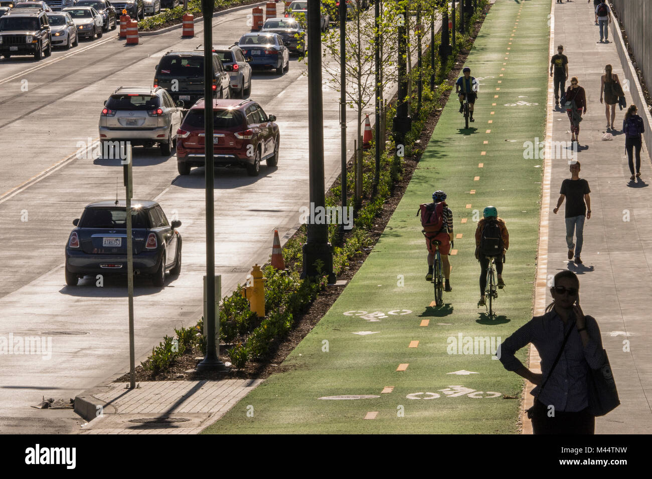 United States, Washington, Seattle, Underpass traversing Highway 99 ...