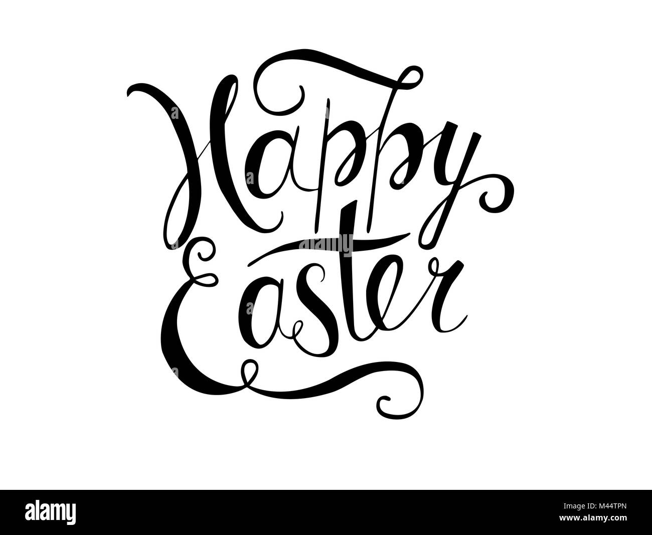 happy Easter Hand drawn calligraphy and brush pen lettering. design for holiday greeting card ...