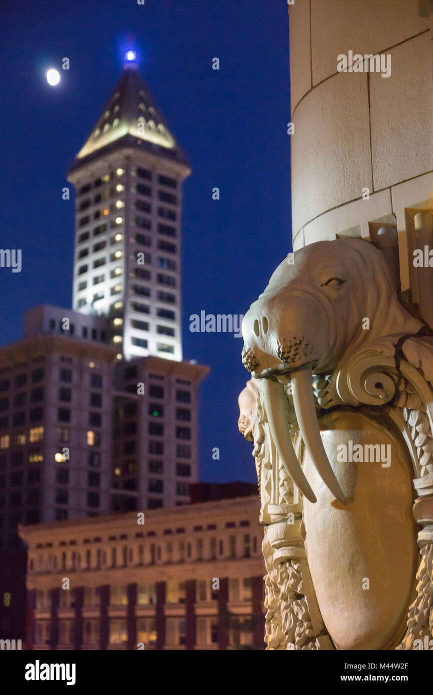United States, Washington, Seattle, Walrus on the facade of the Arctic ...