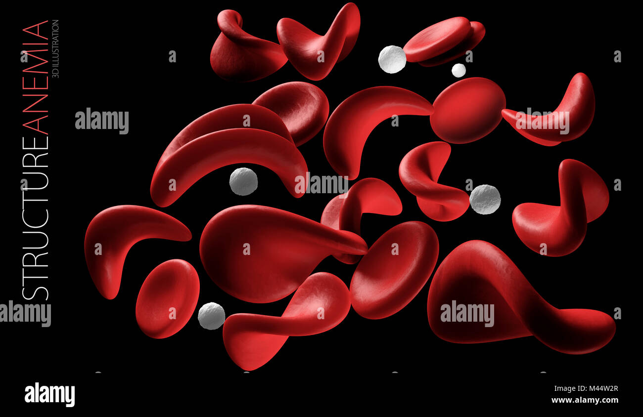 3d illustration of anemia cell isolated black background Stock Photo ...