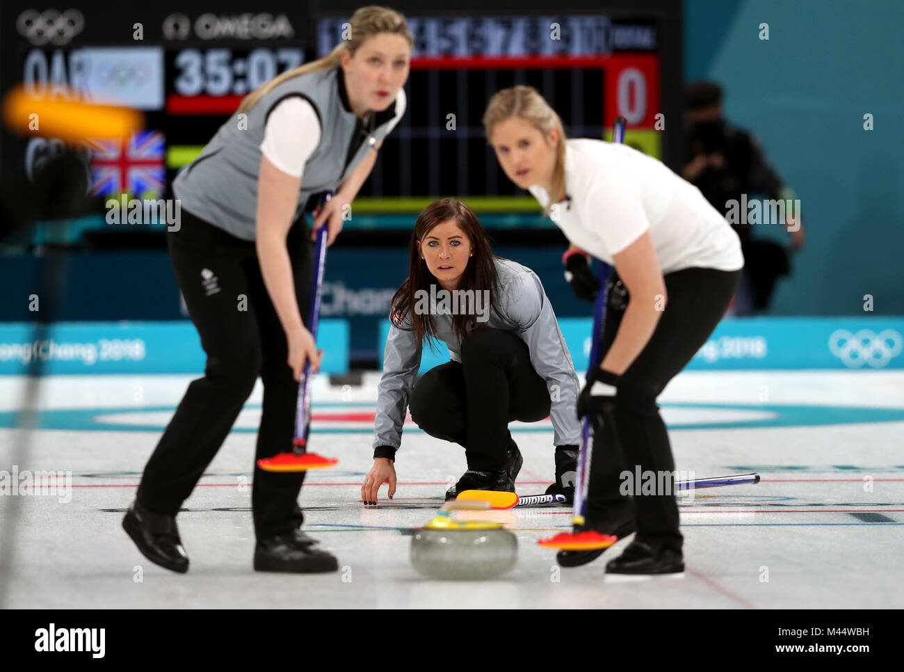 Great Britain's Eve Muirhead (centre) during the Women's Round Robin ...