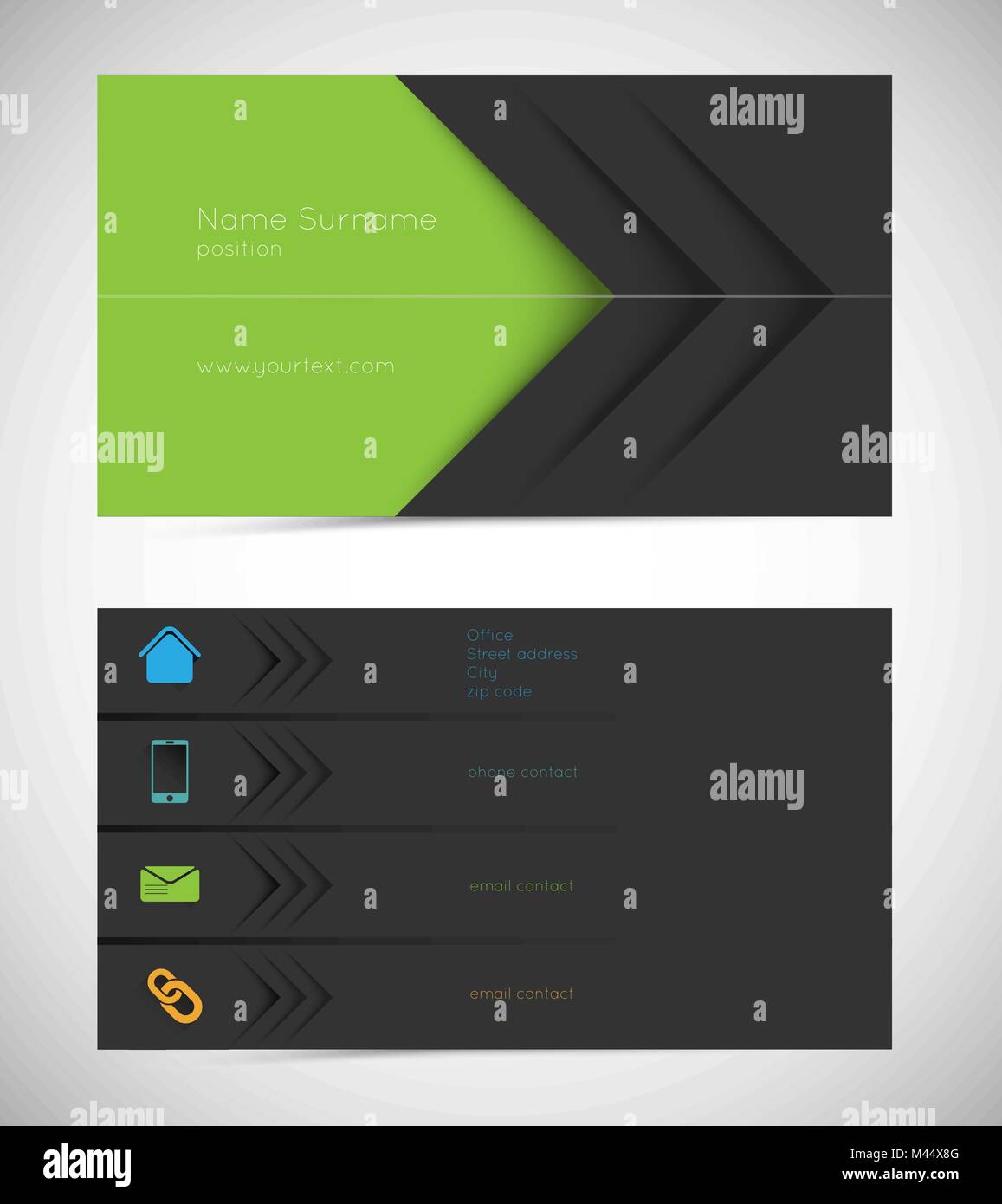 modern business card design with long shadow icons Stock Vector Image ...