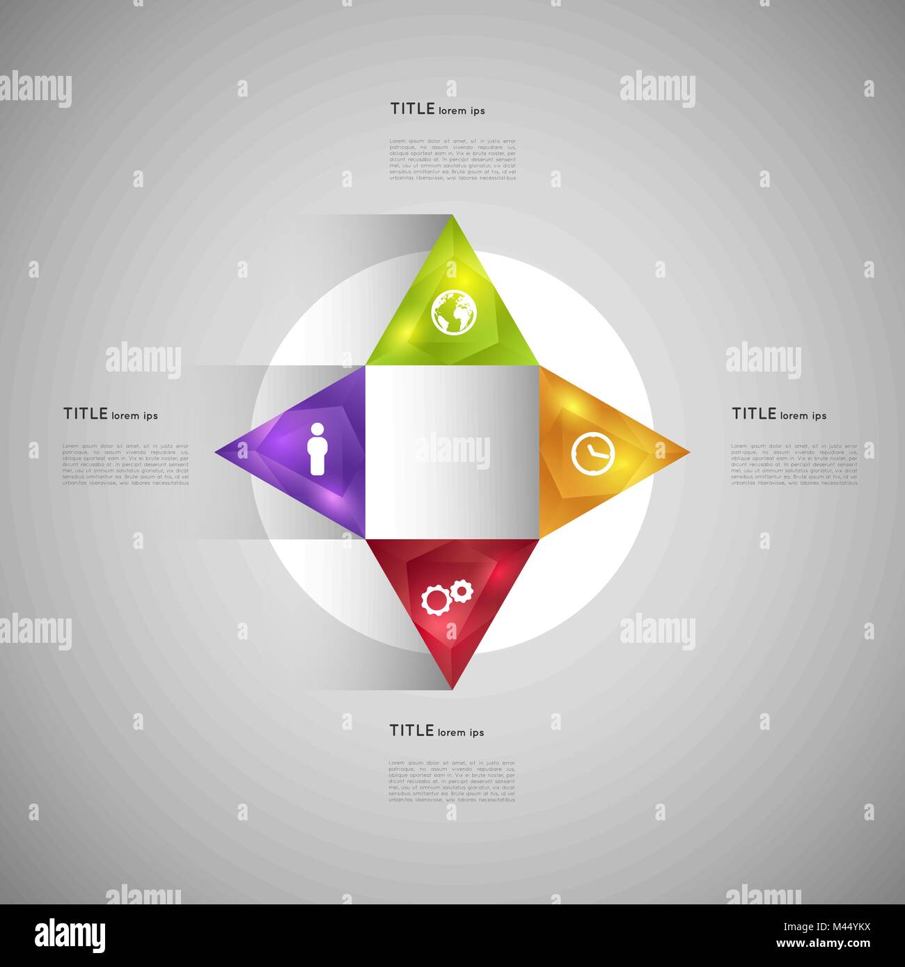 infographic template with crystal triangles and icons Stock Vector ...