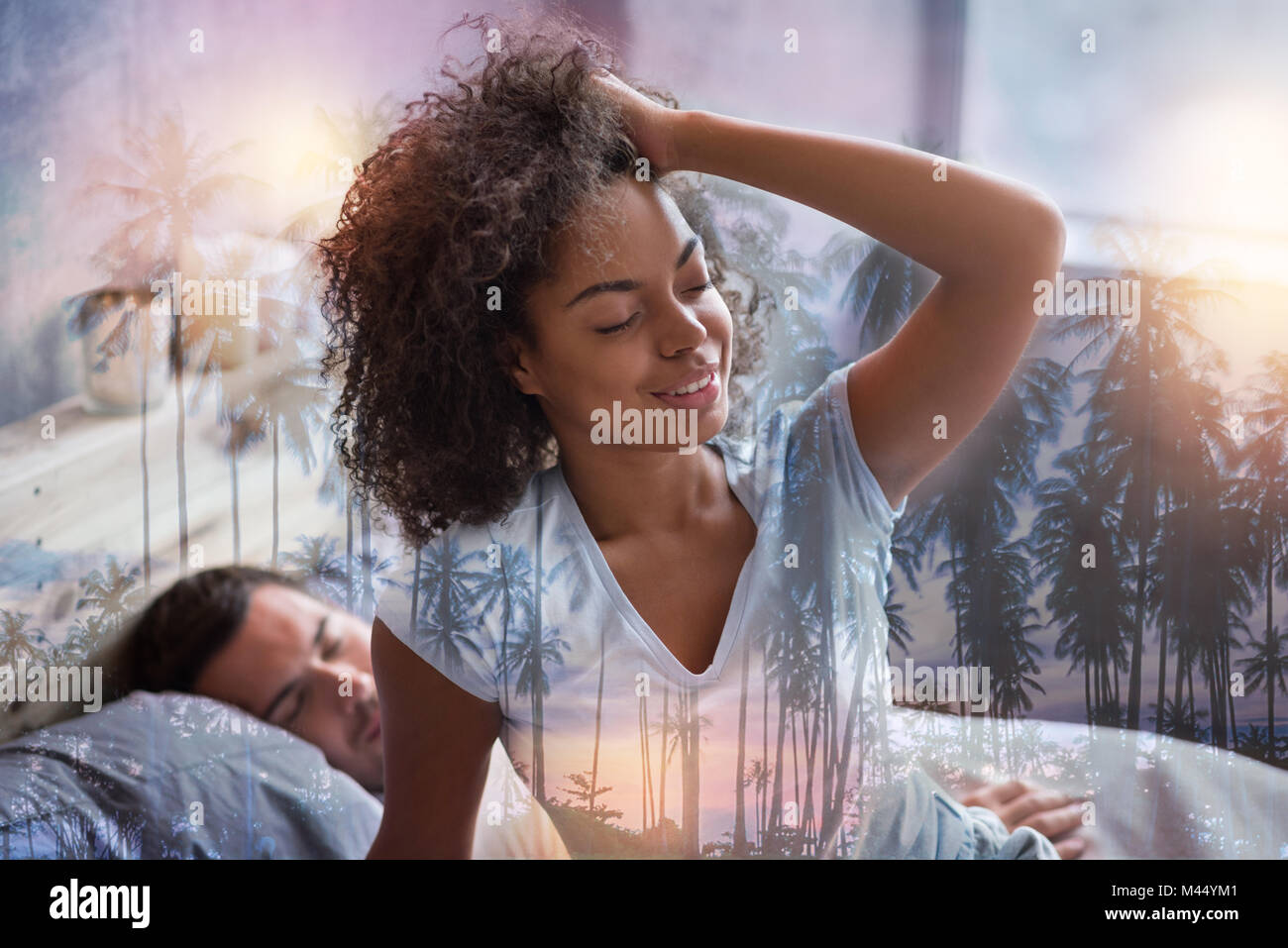 Joyful nice woman having a good rest Stock Photo - Alamy