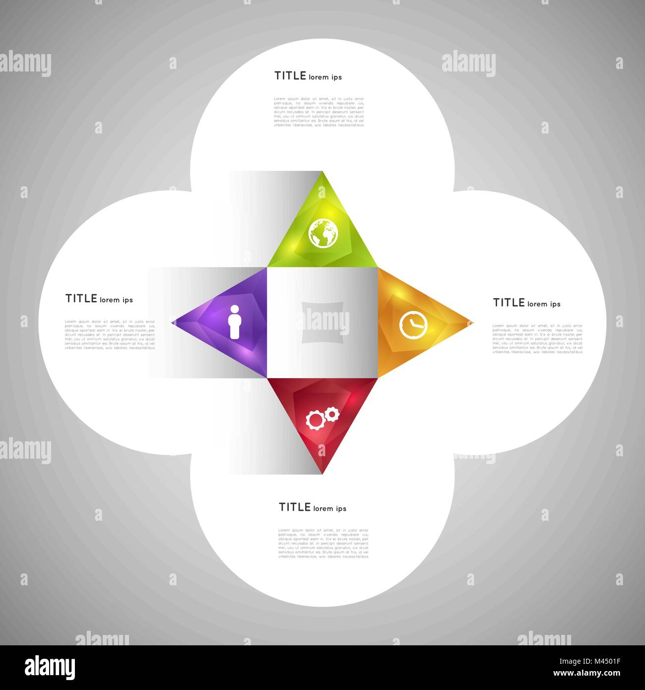 Infographic Template With Crystal Triangles And Icons Stock Vector