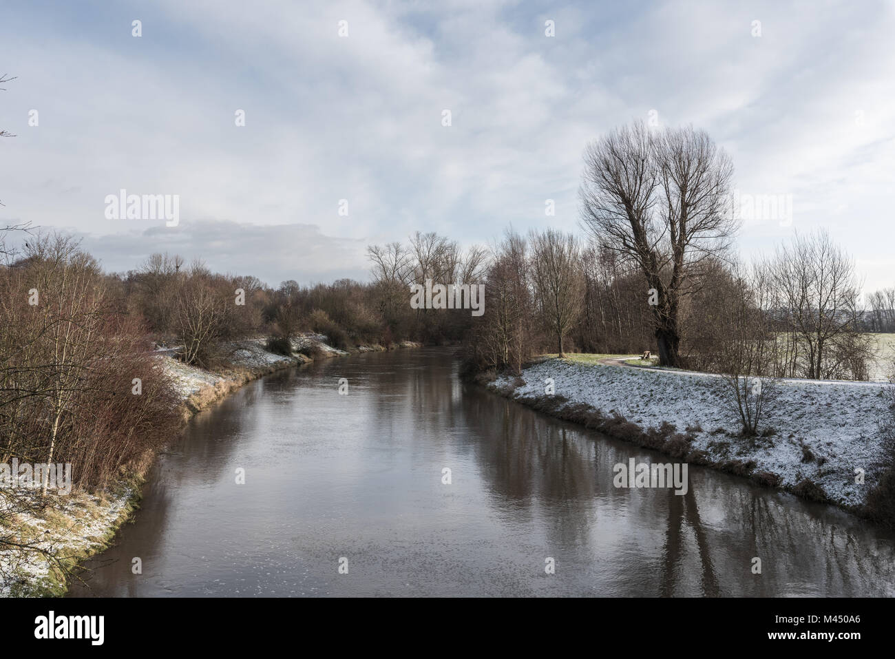 Color outdoor idyllic impressionistic nature image of a river ...