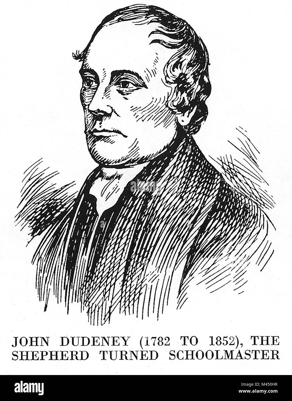 Drawing of John Dudeney 1782-1852 shepherd scholar, South Downs, Sussex ...