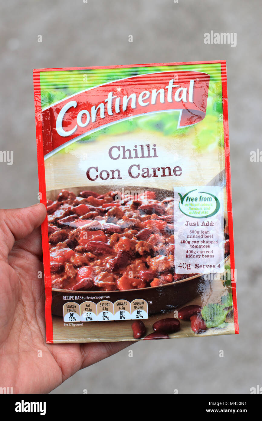 Continental Recipe Base Chilli Con Carne Stock Photo - Alamy