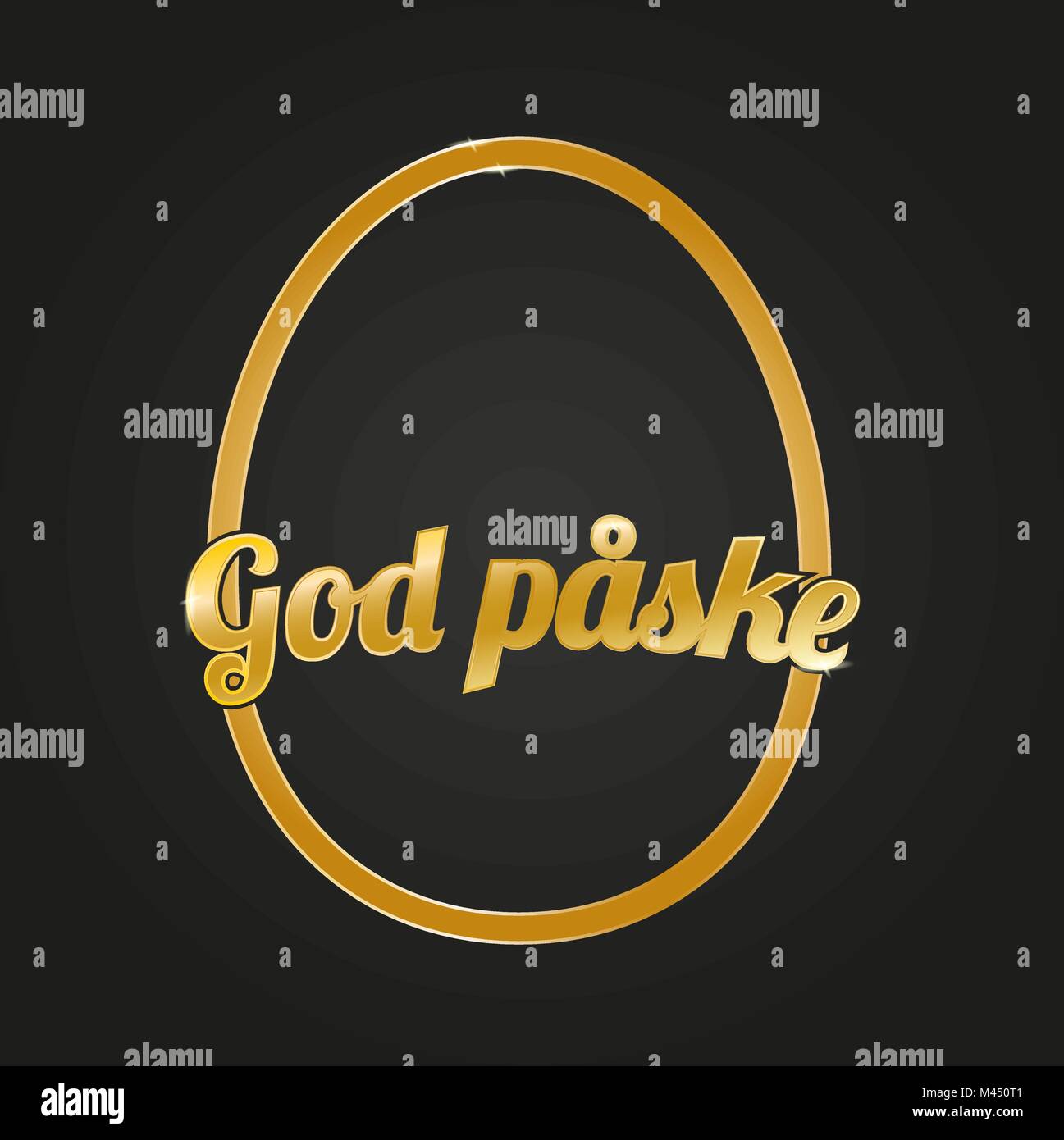 Golden Easter egg silhouette with the words God Paske, Scandinavian ...