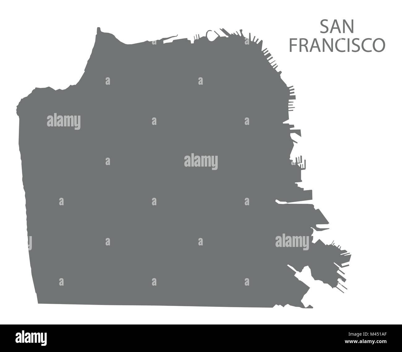 San Francisco city map grey illustration silhouette shape Stock Vector ...