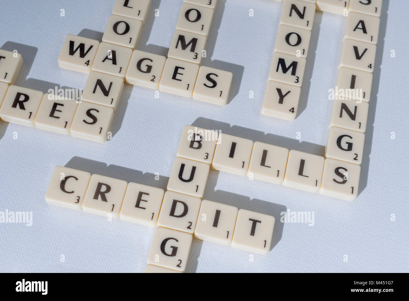 Alphabet tiles forming financial instruments, financial and money ...