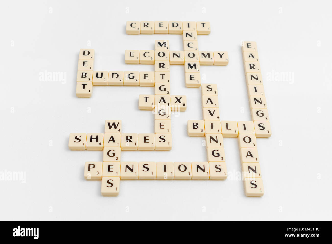 Alphabet tiles forming financial instruments, financial money related ...