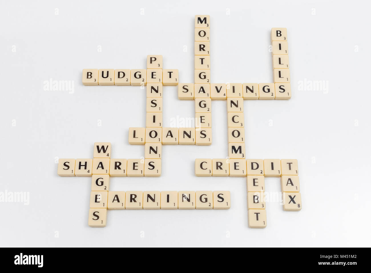 Alphabet tiles forming financial instruments, financial money related ...
