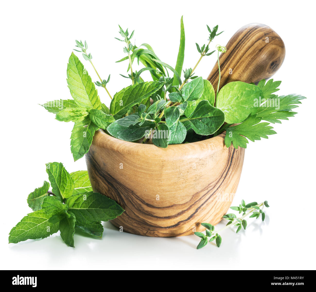 Spices in mortar pestle Cut Out Stock Images & Pictures - Alamy