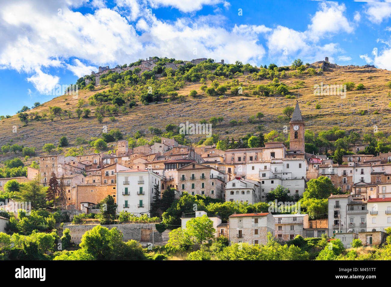 Old village of Calascio illuminated by the sun. Abruzzo, Italy Stock ...