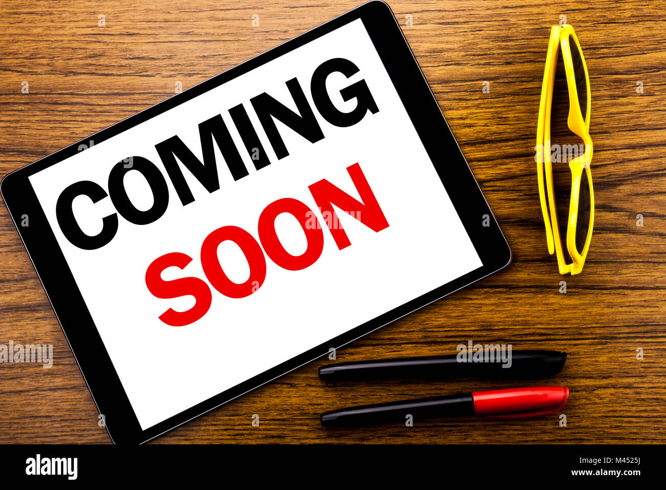 Writing text showing Coming Soon. Business concept for Message Future ...