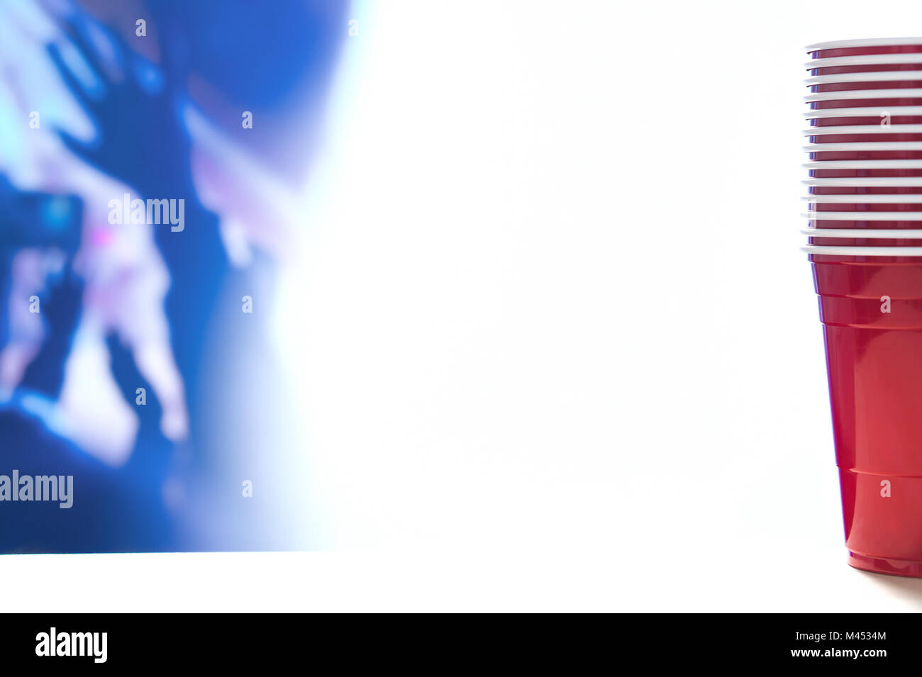 Red party cups stacked. College party themed background template. White ...