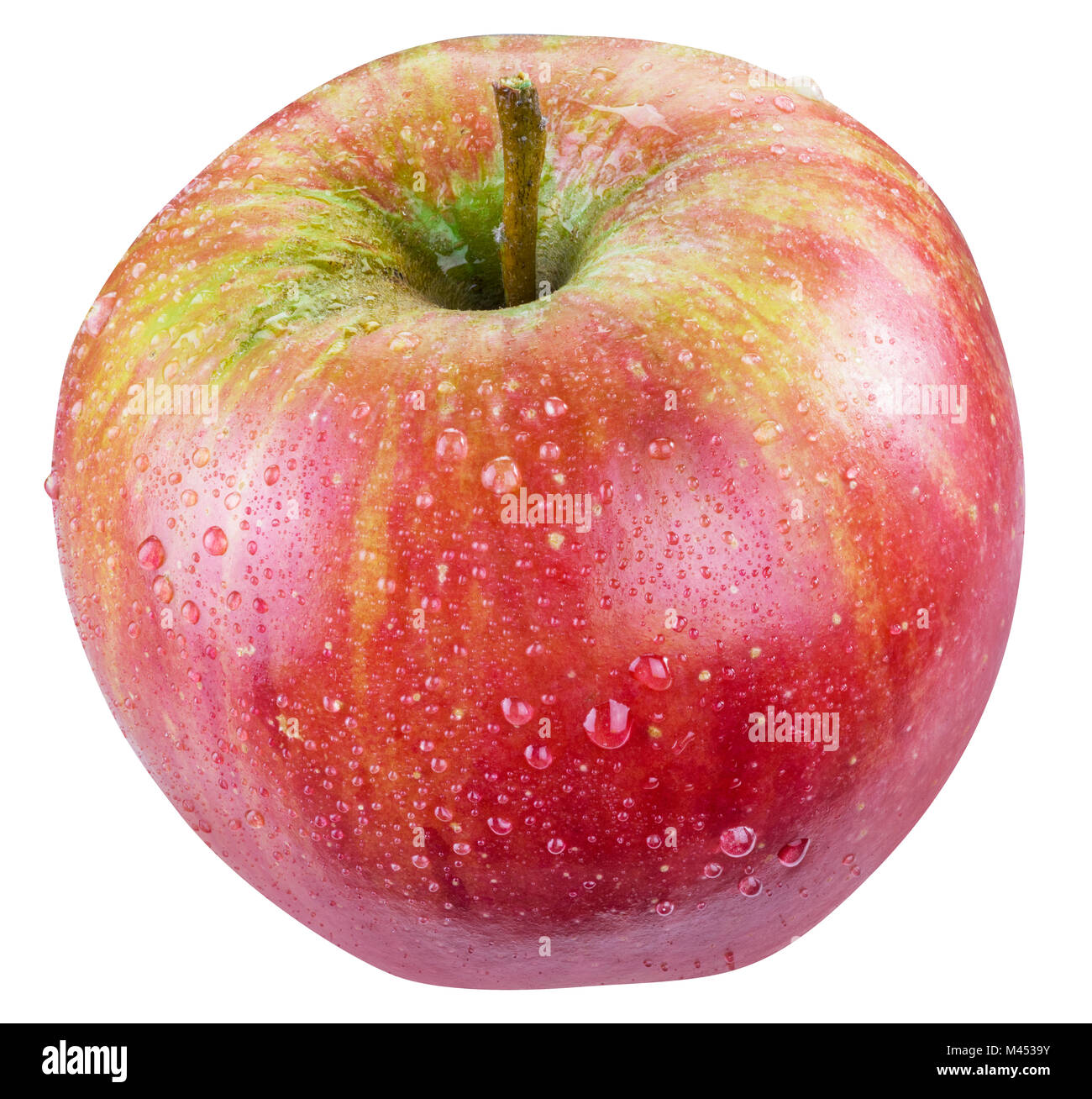 Ripe red apple with water drops on it. Clipping paths Stock Photo - Alamy