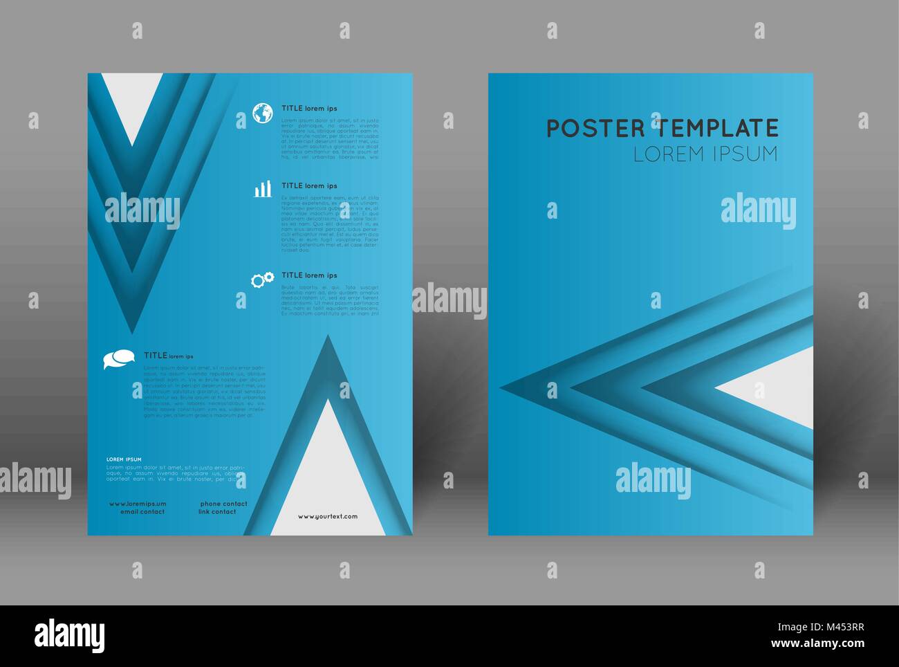 simple poster design template, abstract blue background with triangles ...