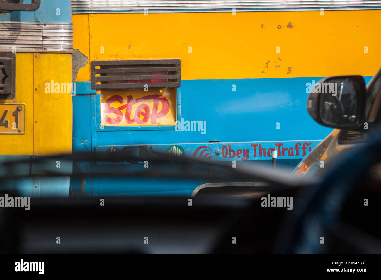 Stop sign on a bus hi-res stock photography and images - Alamy