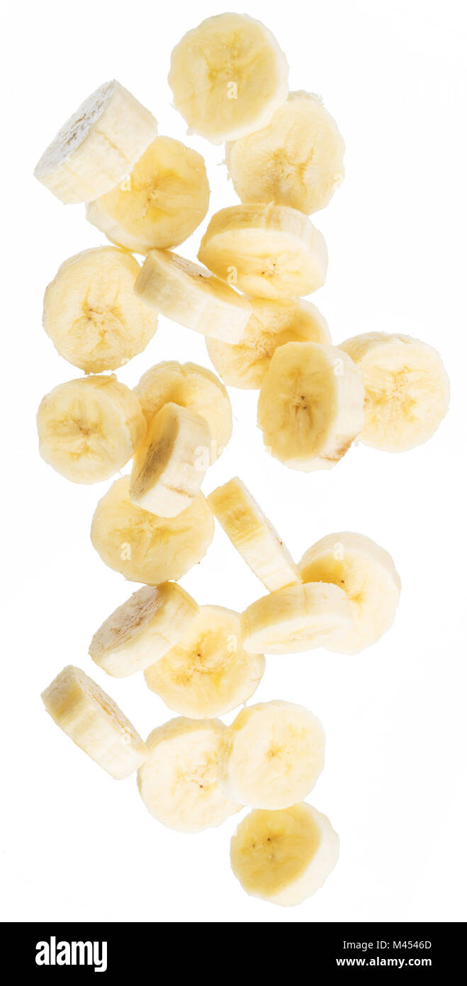 Banana slices falling down hi-res stock photography and images - Alamy