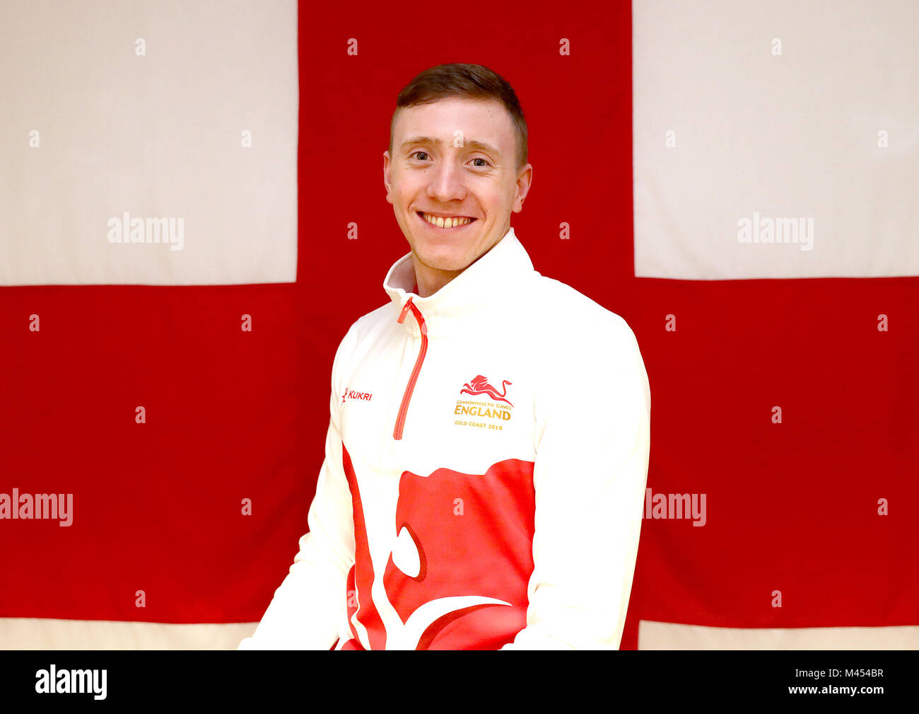 Team England's Max Litchfield poses for a photo during the kitting out ...