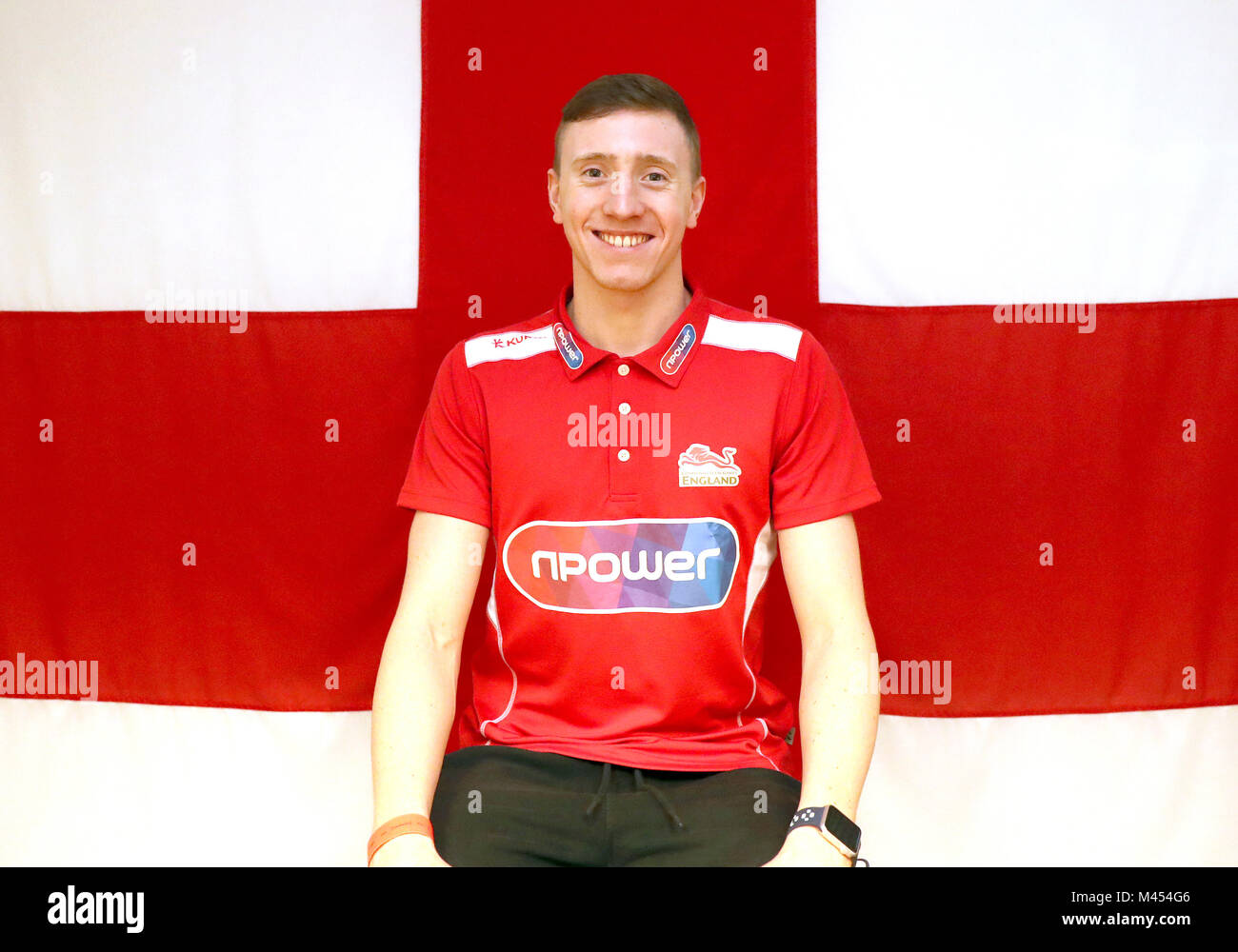 Team England's Max Litchfield poses for a photo during the kitting out ...