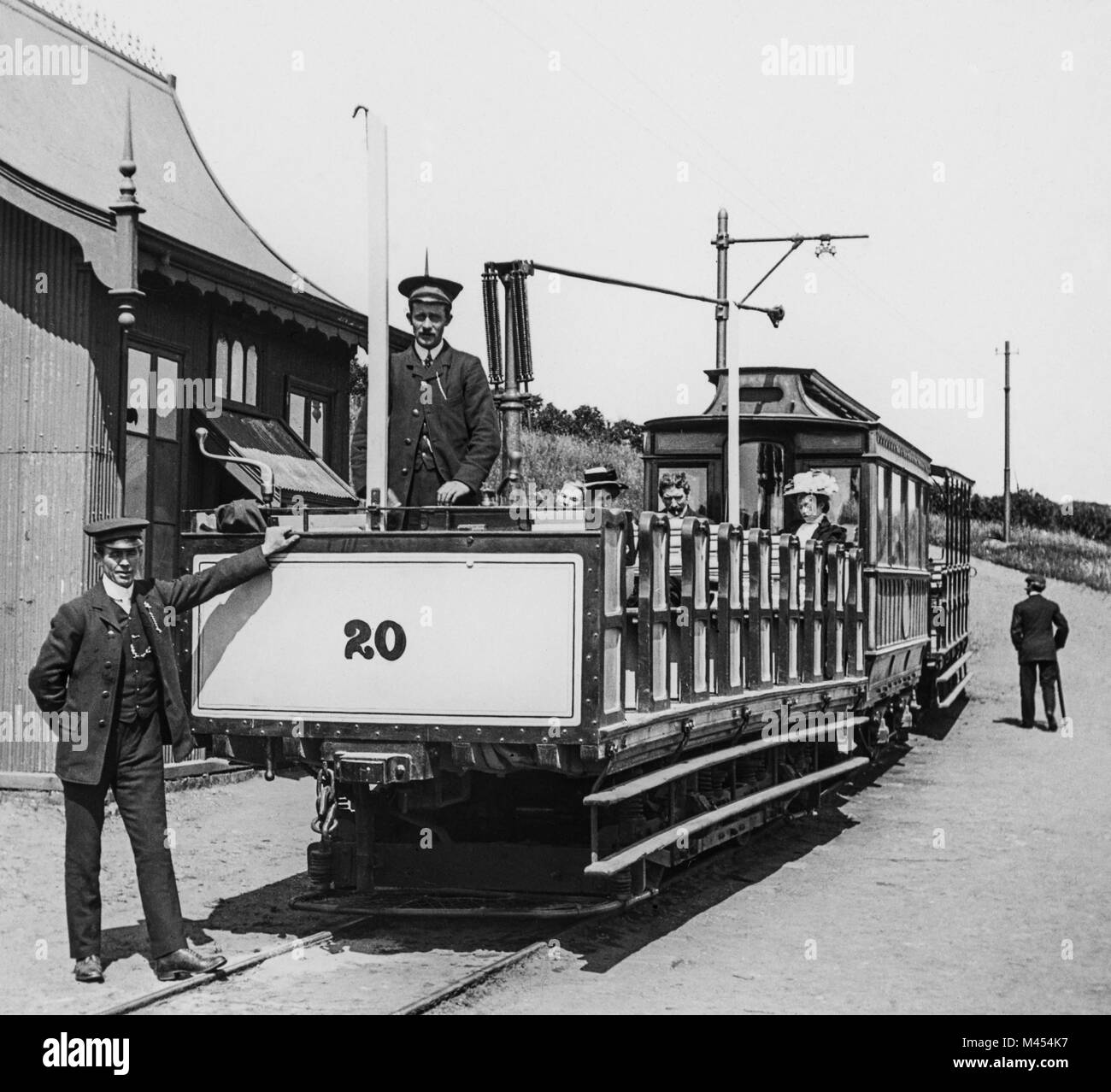Electric Tram at Portrush, Northern Ireland. Circa 1900. Please note ...