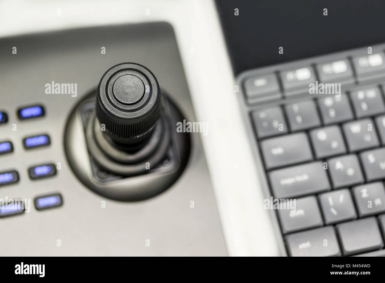 CCTV control panel. Surveillance camera navigation panel. Joystick and ...