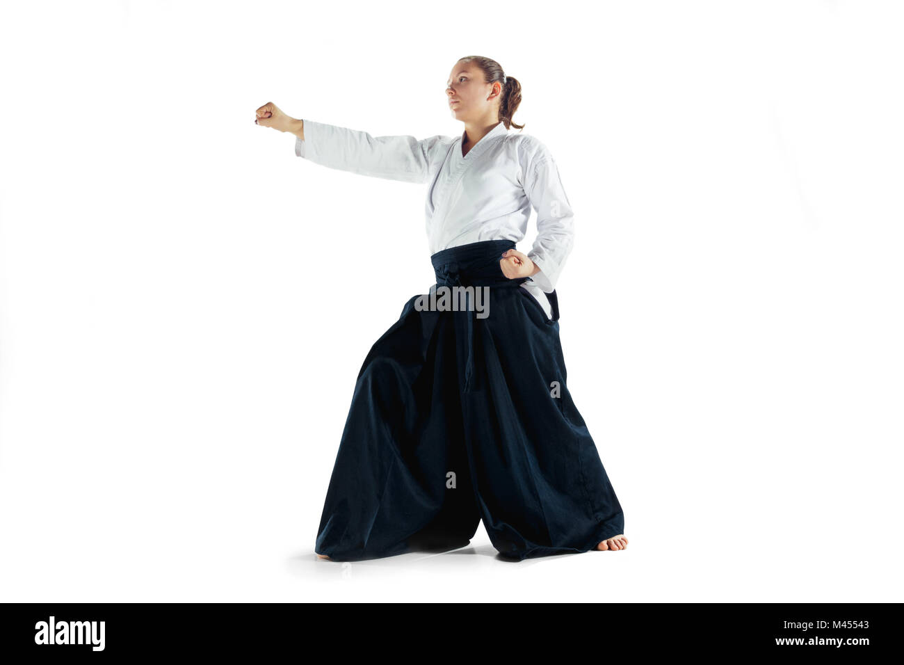 Aikido master practices defense posture. Healthy lifestyle and sports ...