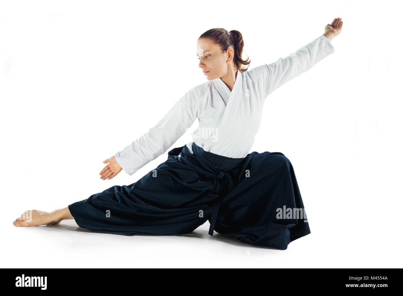 Aikido master practices defense posture. Healthy lifestyle and sports ...