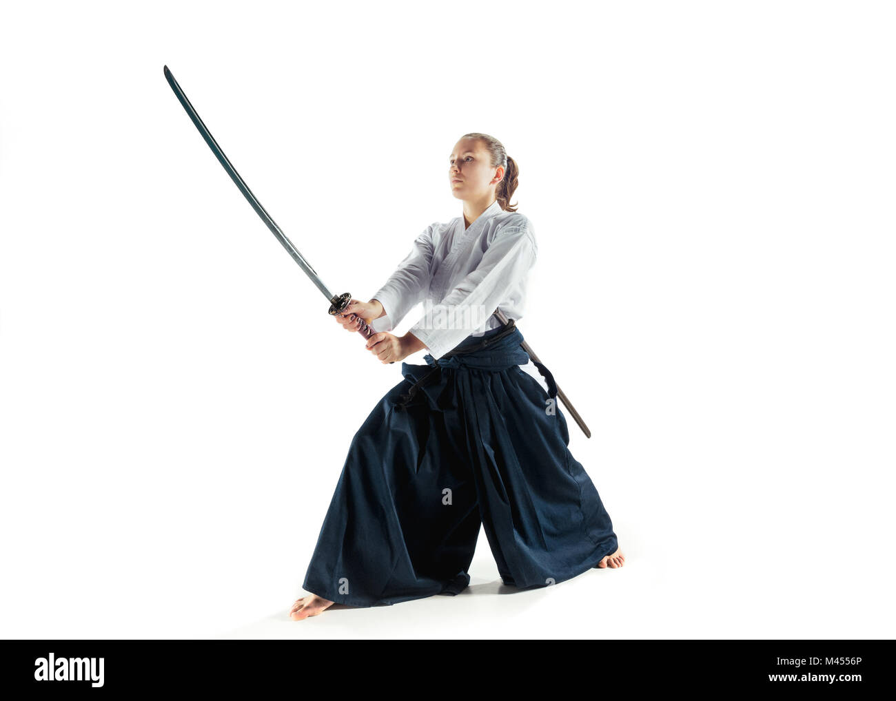 Aikido master practices defense posture. Healthy lifestyle and sports ...