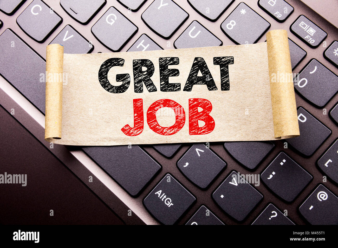 Hand writing text caption inspiration showing Great Job. Business ...