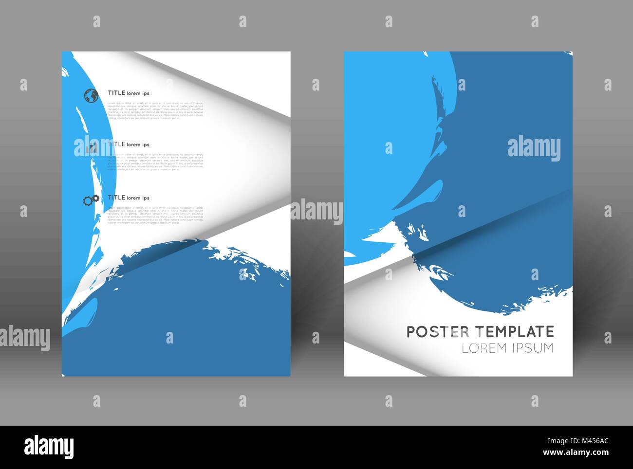 simple poster design template, blue paint strokes, splatters and shadow ...