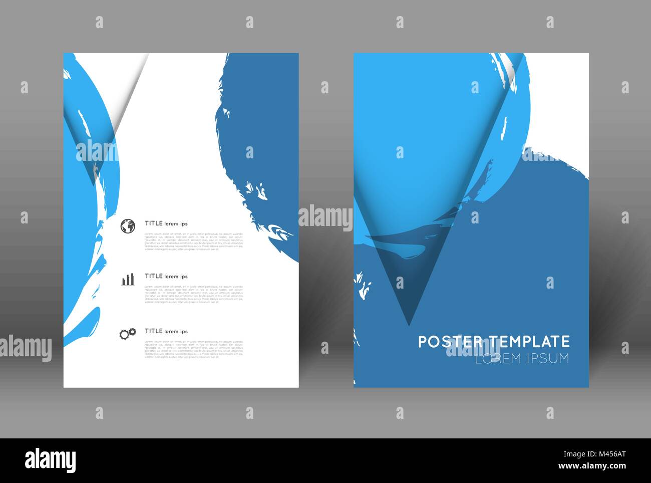 simple poster design template, blue paint strokes, splatters and shadow ...