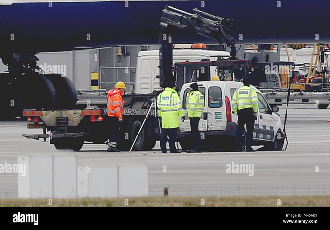 One of the vehicles involved in a crash at Heathrow Airport where a man ...