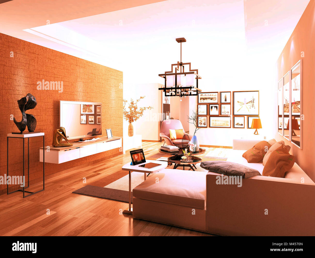 3D RENDER OF LIVING ROOM INTEROIR DESIGN Stock Photo - Alamy