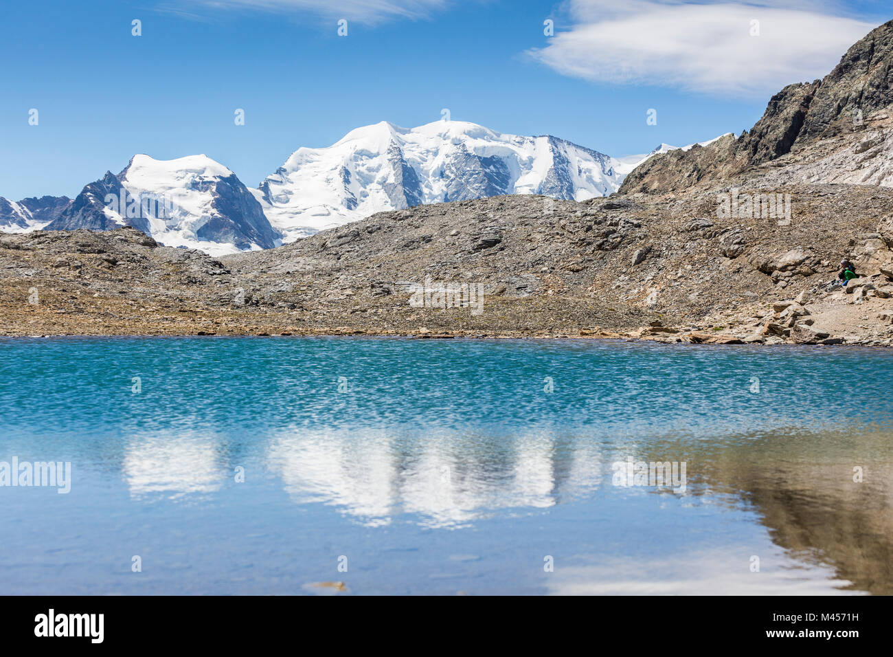 Lej da la Pischa with Piz Palù in the background, Gianda Albris, Val ...