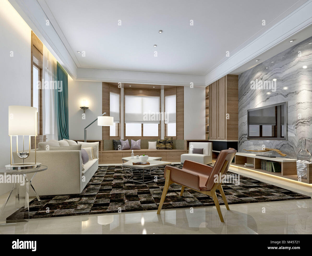 3D RENDER OF LIVING ROOM INTEROIR DESIGN Stock Photo - Alamy