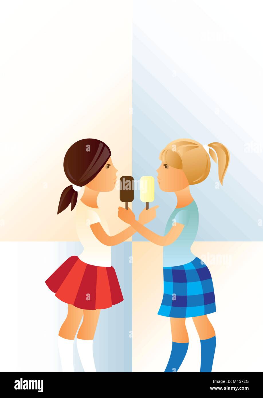 Girls sharing concept Stock Vector Images - Alamy