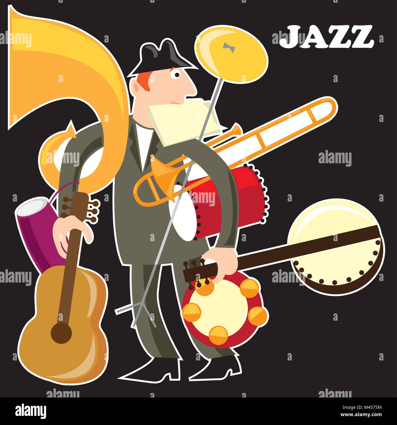 Creative conceptual vector. Man playing musical instrument Stock Vector ...