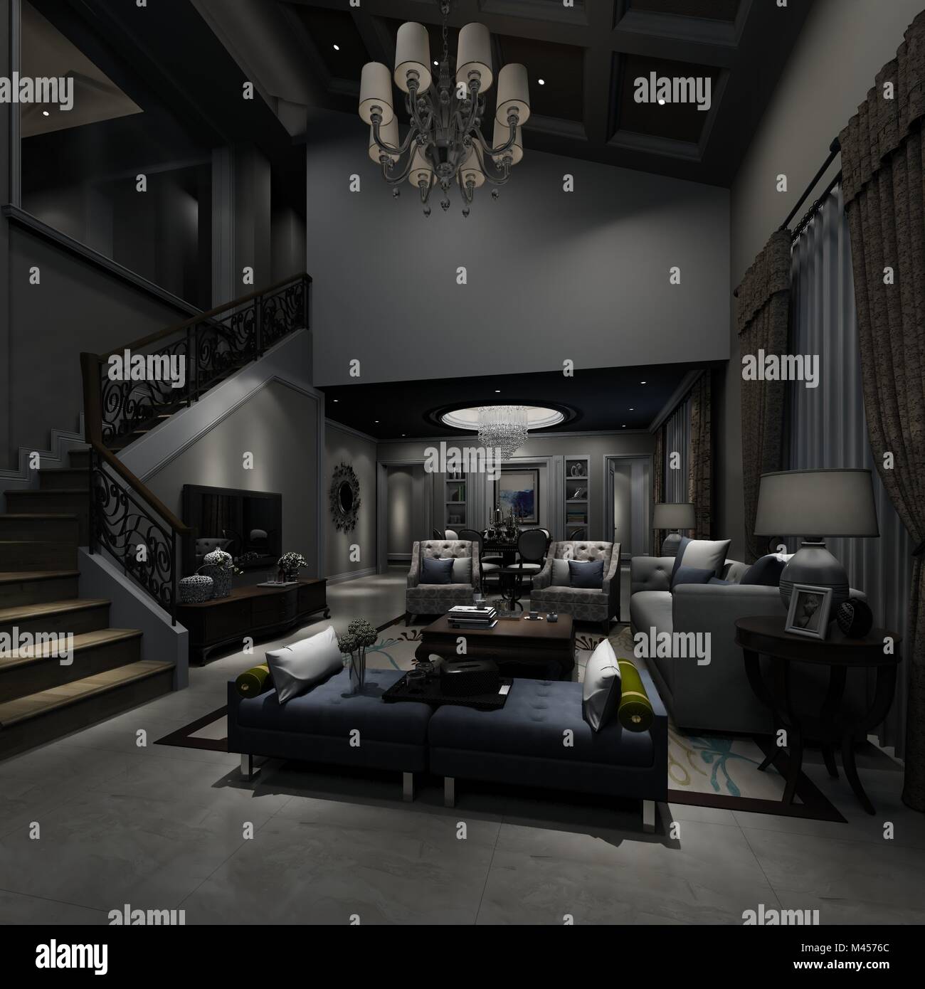 3D RENDER OF LIVING ROOM INTEROIR DESIGN Stock Photo - Alamy
