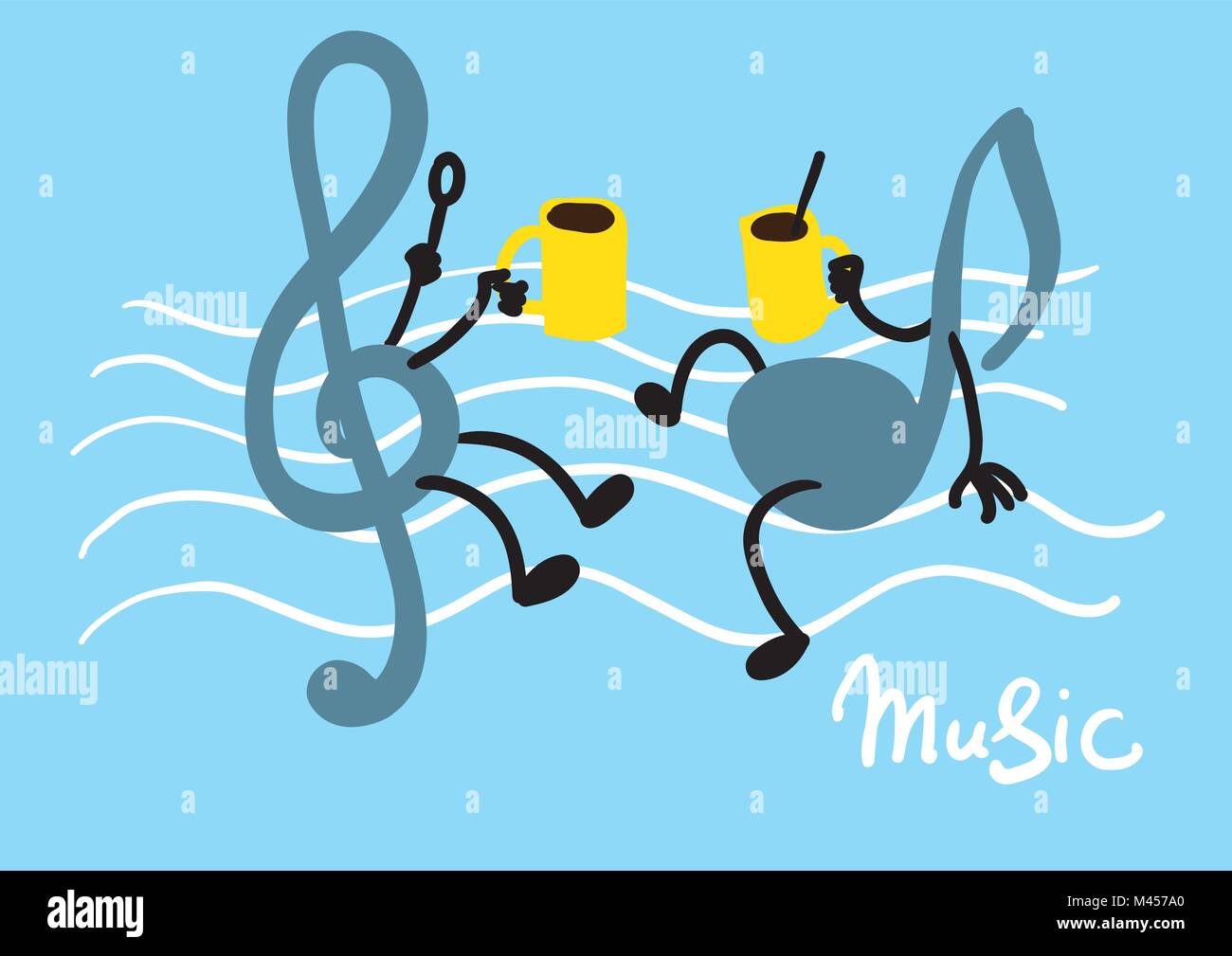 Creative conceptual vector. Music notes with coffee cups Stock Vector ...
