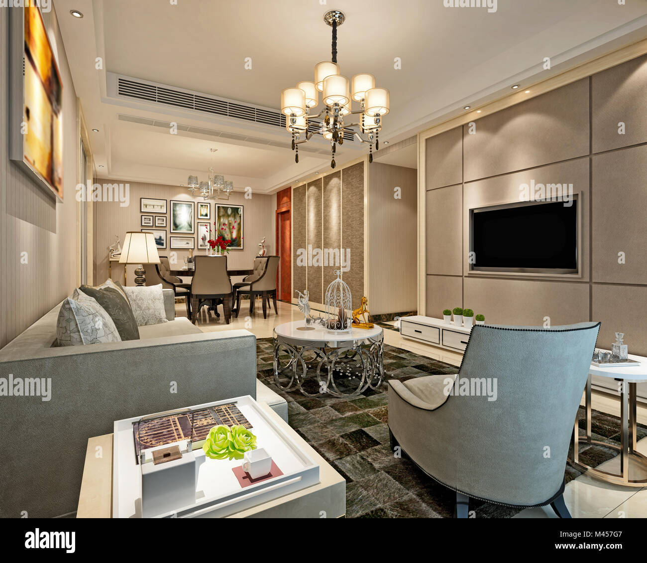 3D RENDER OF LIVING ROOM INTEROIR DESIGN Stock Photo - Alamy