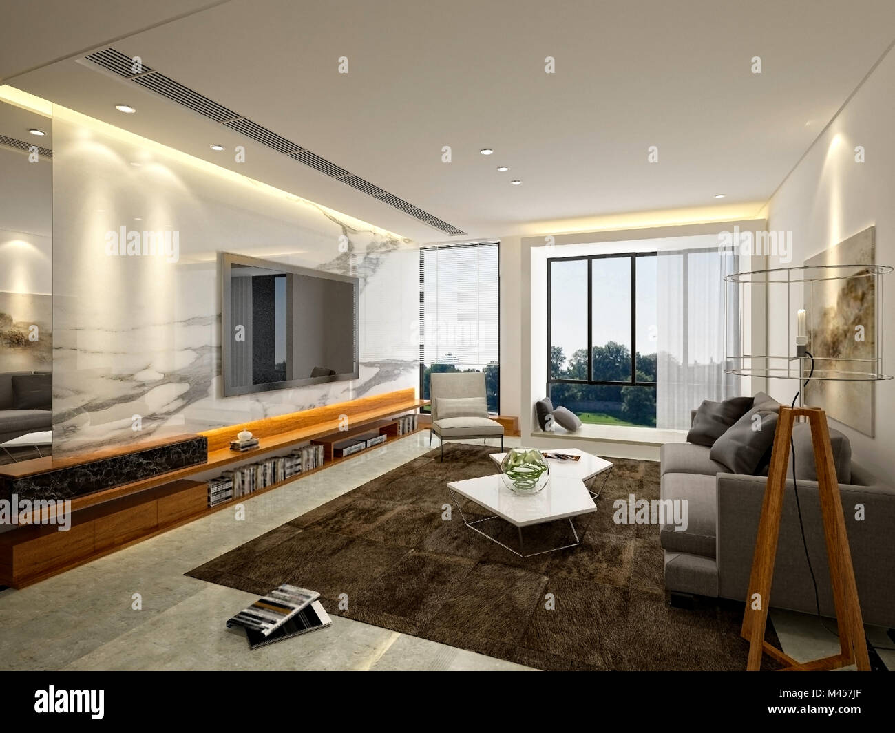 3D RENDER OF LIVING ROOM INTEROIR DESIGN Stock Photo - Alamy