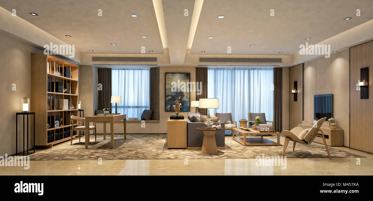 3D RENDER OF LIVING ROOM INTEROIR DESIGN Stock Photo - Alamy